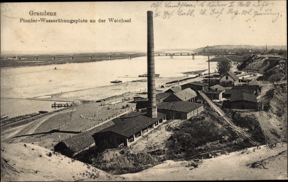 Ak Grudziądz Graudenz Westpreußen, Pionier Wasserübungsplatz an der ...