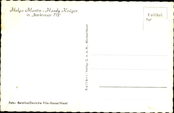 Ak Schauspieler Hardy Krüger und Helga Martin in Banktresor 713 Nr ...