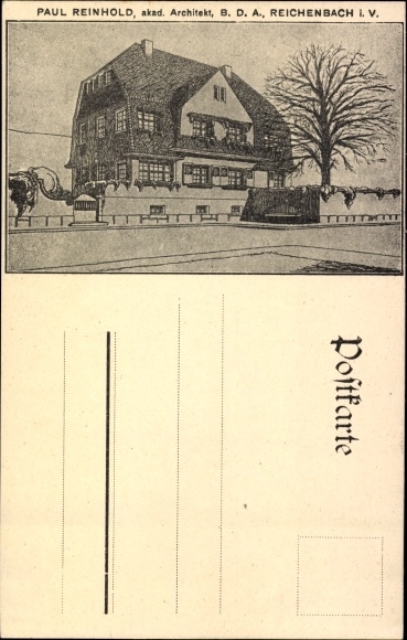 Ak Reichenbach Vogtland, Projekt eines Gebäudes, Architekt Paul ...