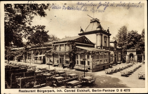 Ak Berlin Pankow, Restaurant Bürgerpark Nr. 10707459 - oldthing ...