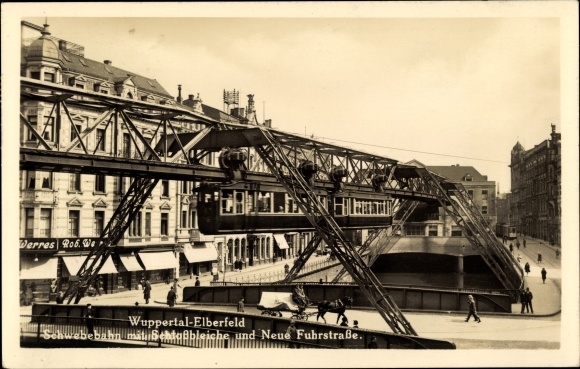 Ak Elberfeld Wuppertal, Schwebebahn mit Schlossbleiche, Neue Fuhrstraße ...