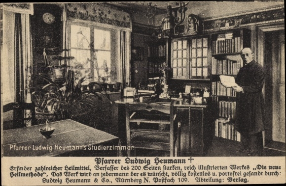 Ak Nürnberg, Pfarrer Ludwig Heumann's Studierzimmer, Die neue Heilmethode Nr. 3775021 - oldthing ...