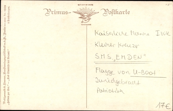Künstler Ak Die Flagge der SMS Emden, U-Boot, Helden zur See, Das ...