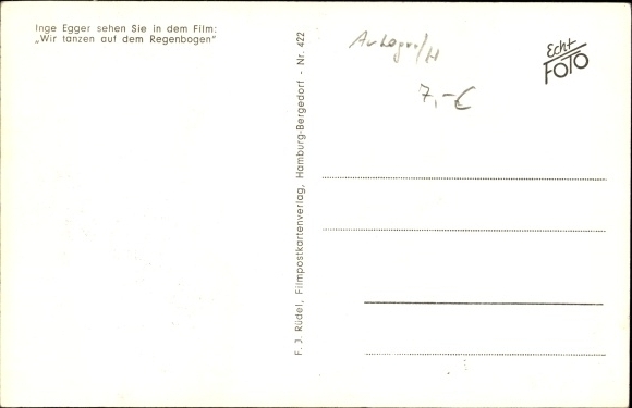 Ak Schauspielerin Inge Egger, Portrait, Autogramm, Wir tanzen auf dem ...