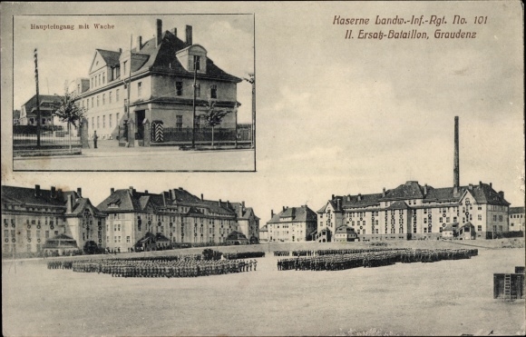 Ak Grudziądz Graudenz Westpreußen, Kaserne, Landw. Inf. Regt. Nr 101 ...