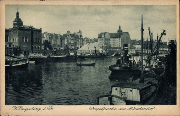 Ak Kaliningrad Königsberg Ostpreußen, Pregelpartie am Münchenhof Nr ...