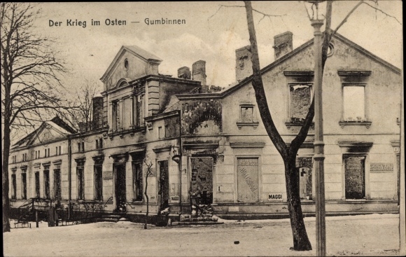 Ak Gussew Gumbinnen Ostpreußen, Hausruinen, Kriegszerstörungen, Maggi ...