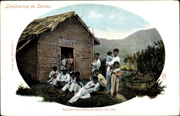 Ak Santos Brasilien, Cabana se Indios no Porto dos Reis Nr. 10754902 - oldthing Ansichtskarten ...