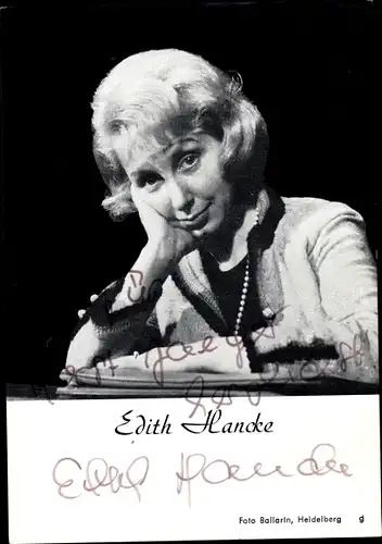 Autogrammkarte Schauspielerin Edith Hancke, Portrait, Autogramm Nr ...