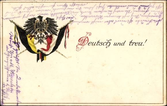 Präge Litho Deutsch und treu, Kaiserreich, Wappen, Flaggen Nr. 4122464 ...