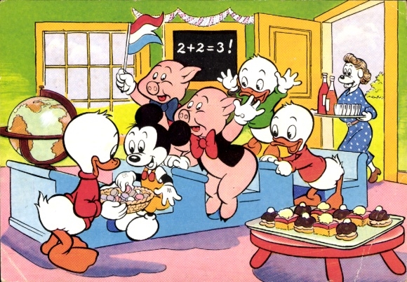 Künstler Ak Walt Disney, Donald Duck, Tick, Trick und Track, Kinder ...