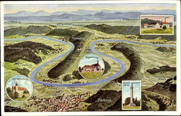 Landkarten Ak Volkach im Kreis Kitzingen... | oldhting.de