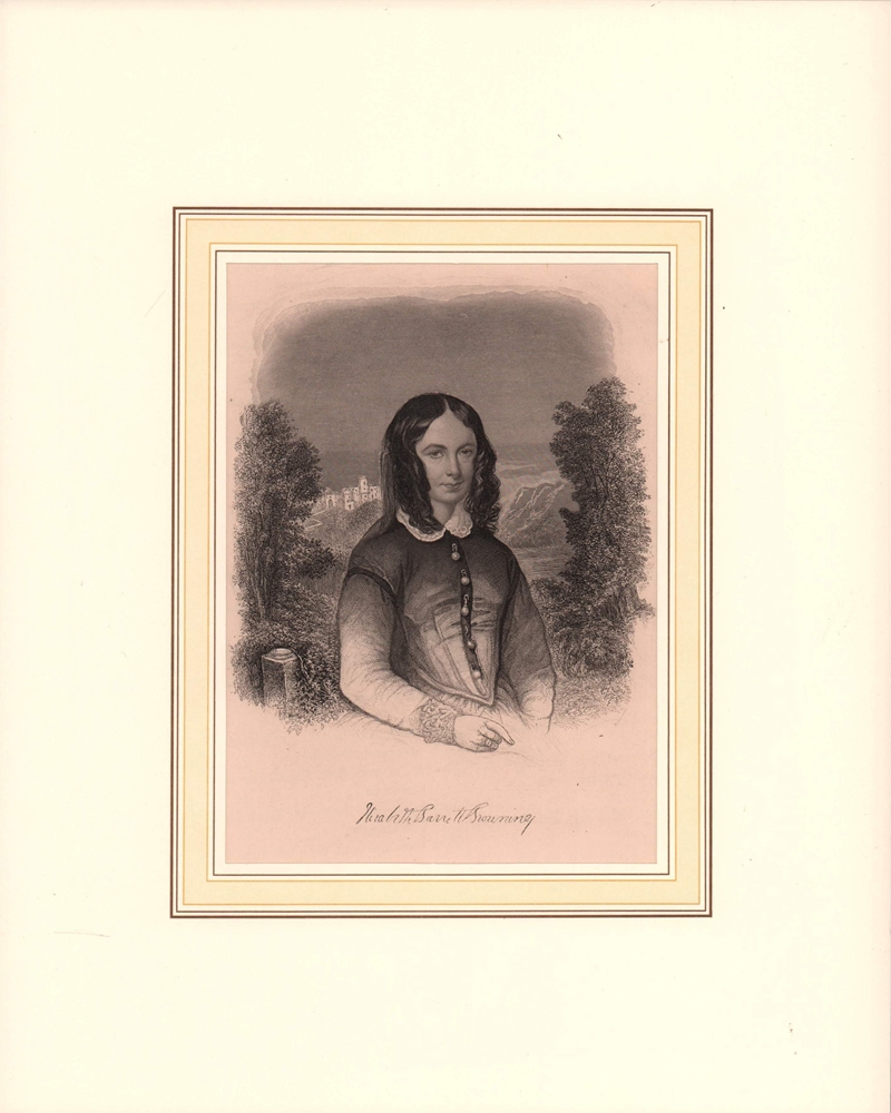 PORTRAIT Elizabeth Barrett Browning. Stahlstich. Halbfigur im Dreiviertelprofil, mit ...