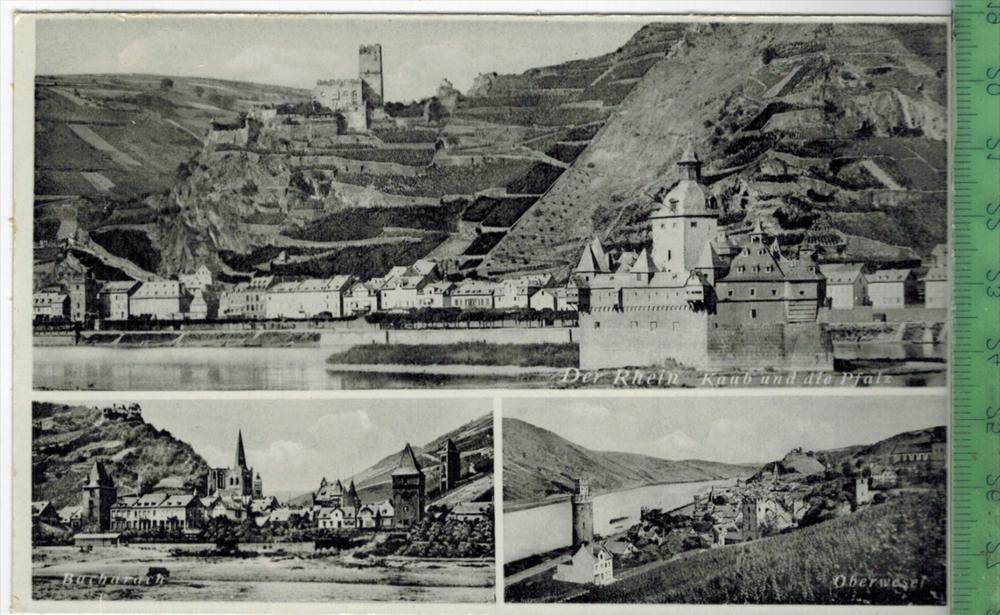 Der Rhein-Kaub und die Pfalz, Dreifelderkarte um 1920/1930 Verlag: V ...