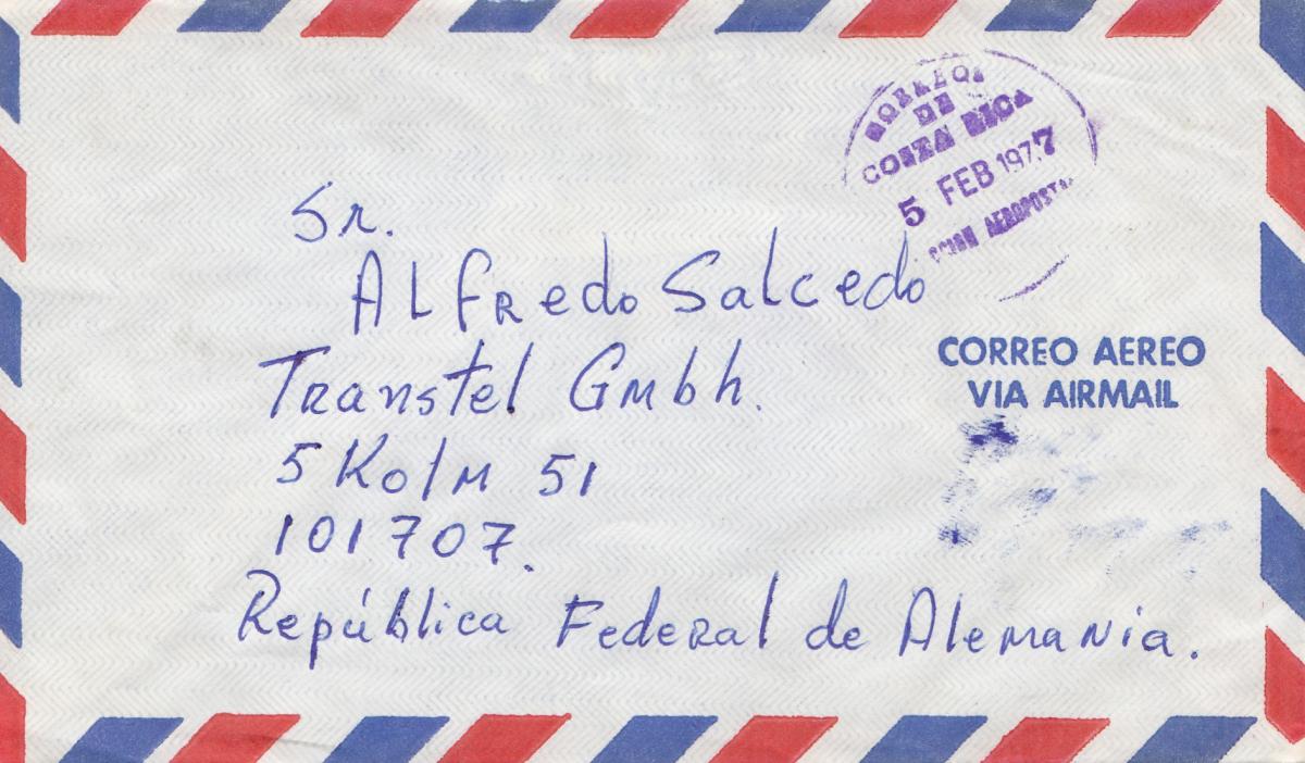 Costa Rica: 1977: letter Correo Aero via Air mail to Köln Nr. 19436 ...