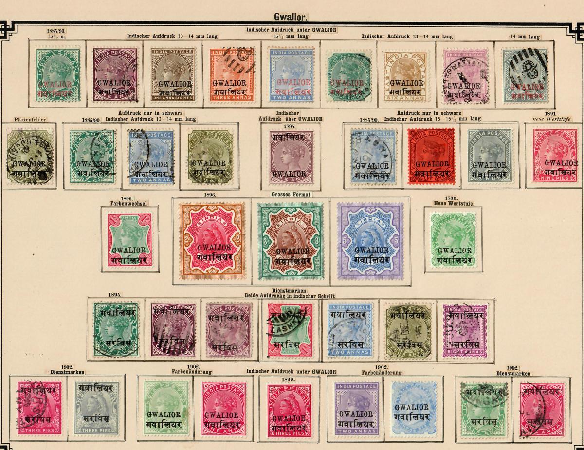 States of India from Alwar-Wadhwan, giant collection until 1909 */o ...