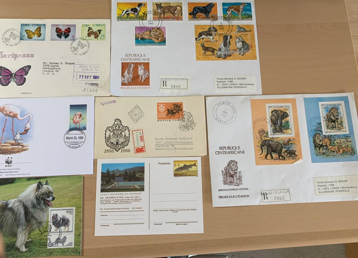 30x Tiere auf Briefen mit Stempel.. | Briefmarken günstig