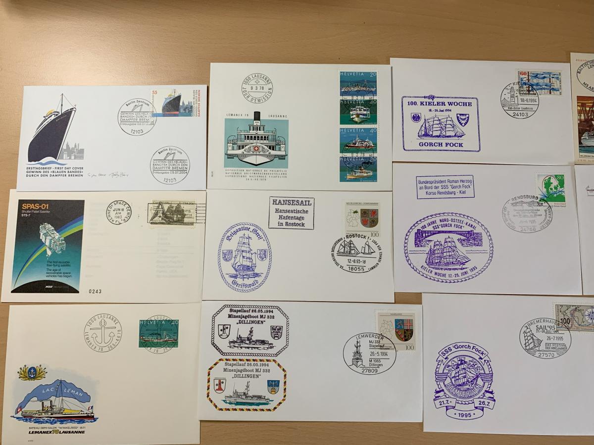 50x verschiedene Schiffe auf Briefen.. | Briefmarken günstig