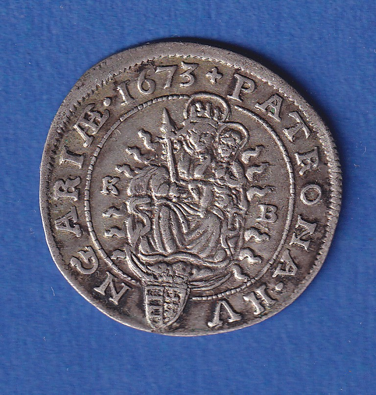Österreich Silbermünze 1673 Kaiser Leopold I. 6 Kreuzer - Patrona ...