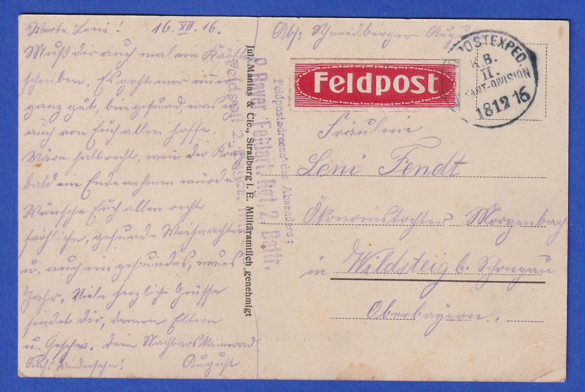 Feldpost Karte 1. Weltkrieg 1916 nach.. | Briefmarken günstig