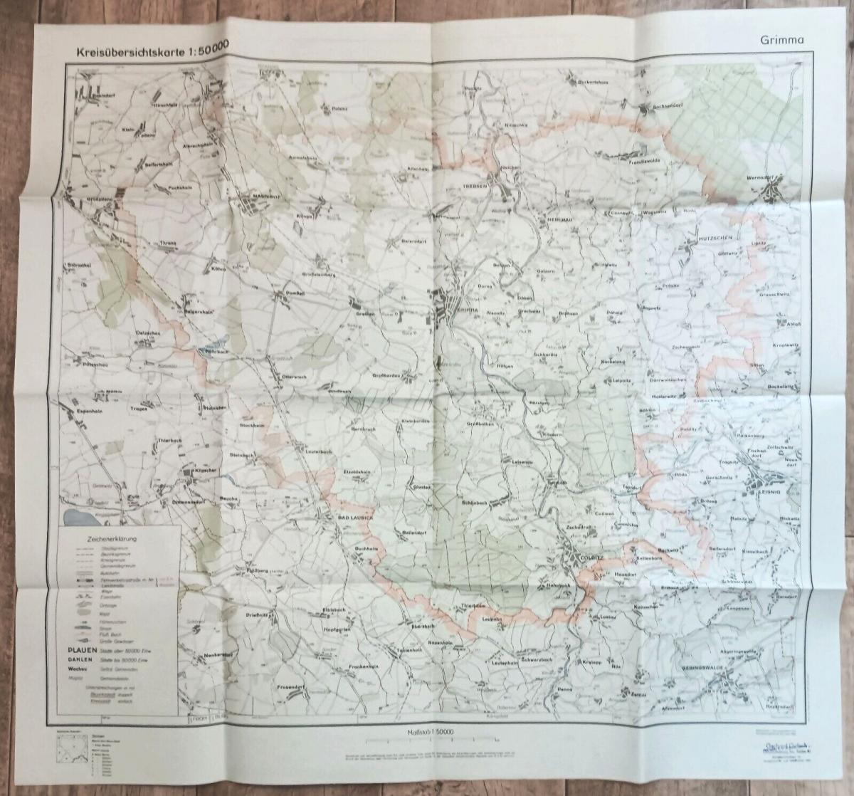 DDR Karte Grimma 1:50000 Sachsen 1954 alte Landkarte ...