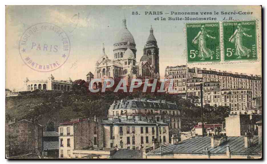 Cartes postales Paris Panorama vers le Sacre Coeur et la Butte ...
