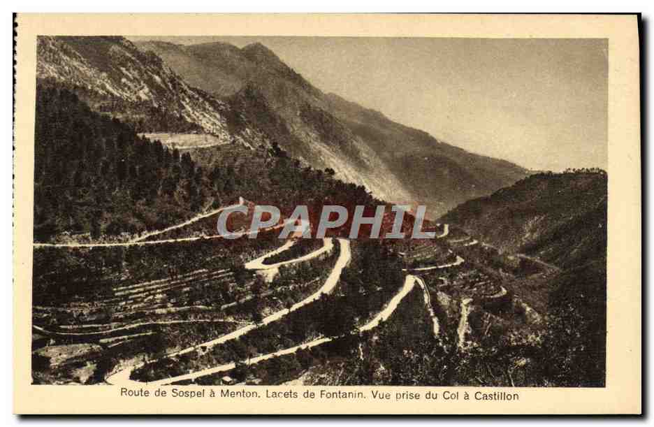 Cartes postales Menton Route de Sospel a Menton Laceet de Fontanin Vue ...