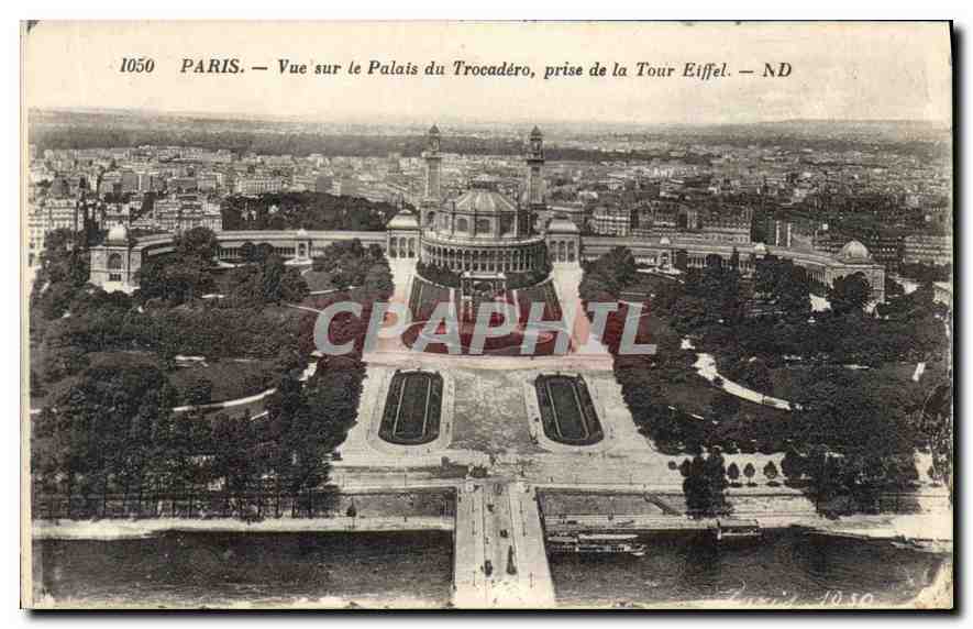 Cartes postales Paris Vue sur le Palais Trocadero prise de la Tour ...