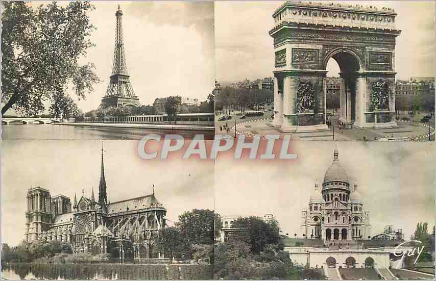 Cartes postales moderne Paris et ses Merveilles Tour Eiffel Arc de ...
