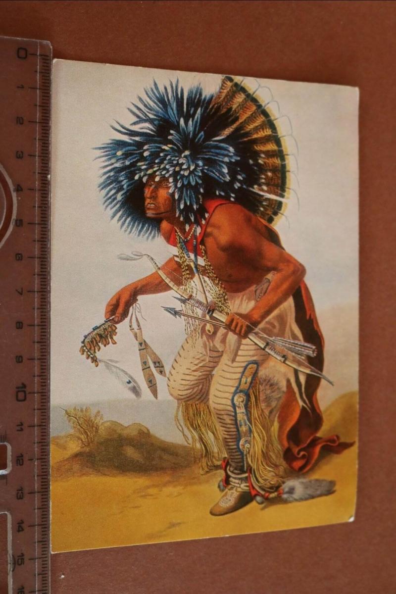 tolle alte Karte - Indianer Darstellung - Hidatsa Sioux Krieger ...