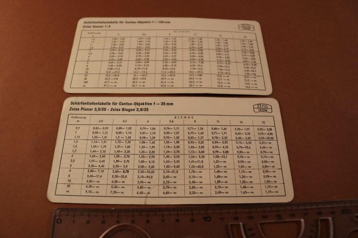 zwei alte Schärfentiefentabellen von.. | Fotografie günstig