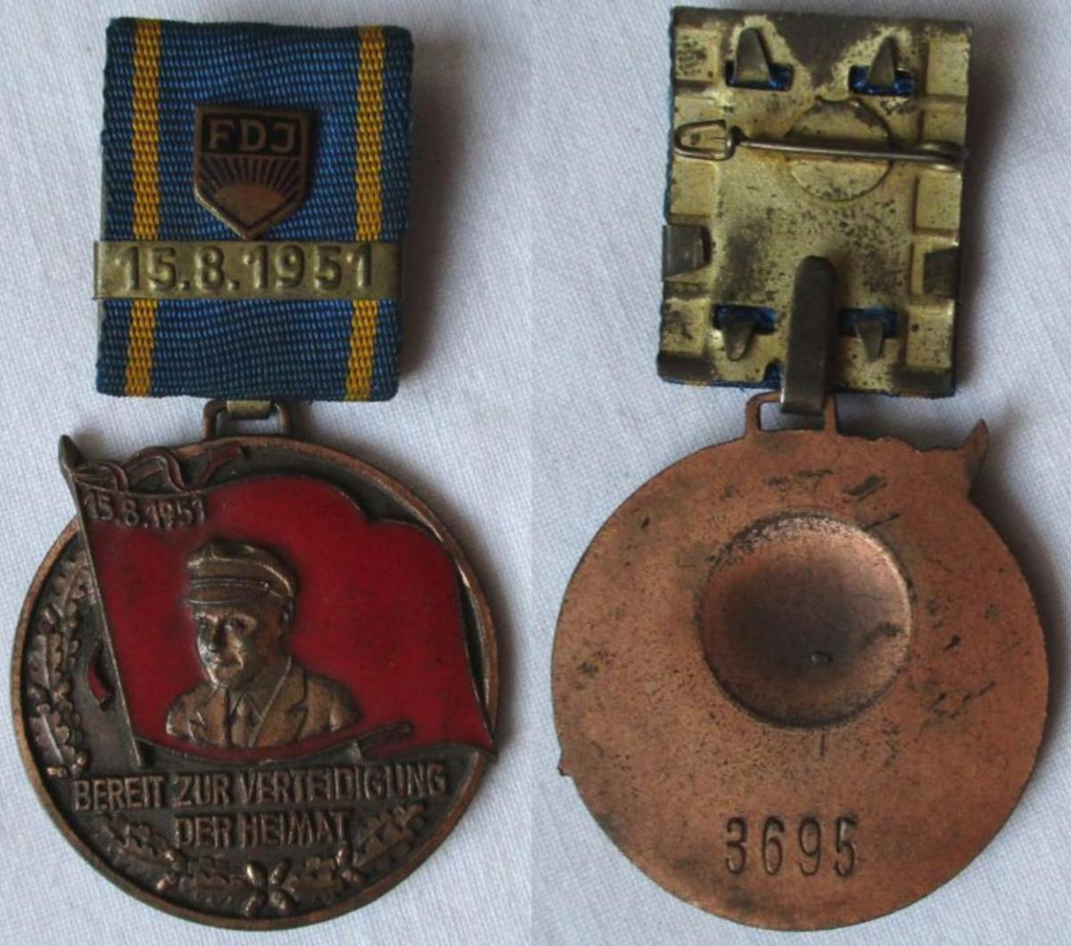 DDR FDJ Ernst-Thälmann-Medaille "Bereit zur Verteidigung der Heimat ...