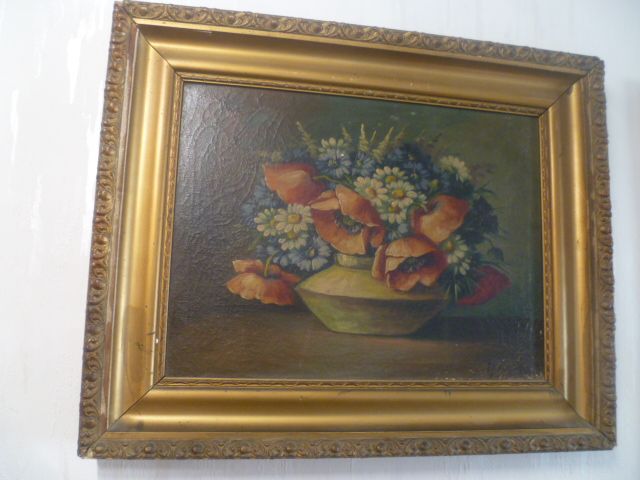 Stilleben Mohn mit Margeriten in einer Vase.. | Malerei günstig