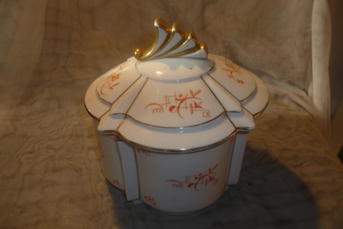 Bonboniere Konfekt Keks Porzellan Dose Art Deko 1920 Goldränder ...