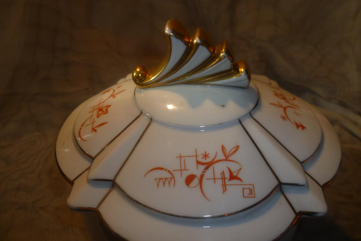 Bonboniere Konfekt Keks Porzellan Dose Art Deko 1920 Goldränder ...