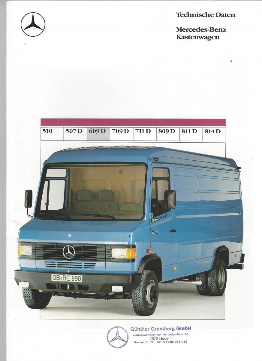 Prospekt. Technische Daten Mercedes Benz Transporter Kastenwagen ...