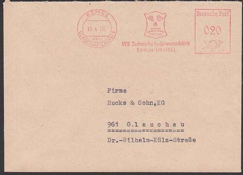 REMSE über Glauchau Sachsen AFS 1965 Technische Lederwarenfabrik Remse ...