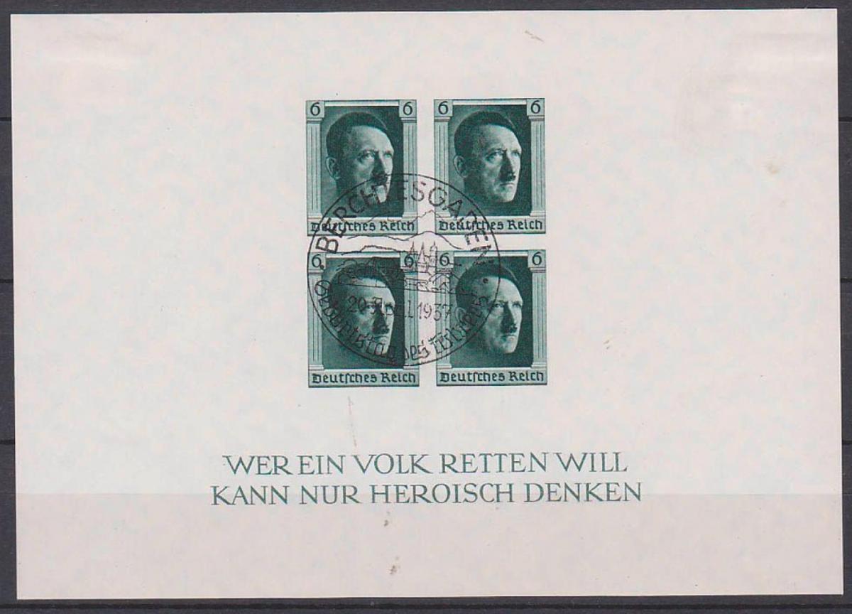 Geburtstag Adolf Hitler-Block durchstochen Bl. 7 SSt. Berchtesgaden Nr ...