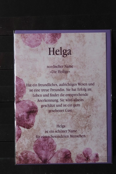 Helga, Namenskarte, Geburtstagskarte, Glückwunschkarte, Personalisierte ...