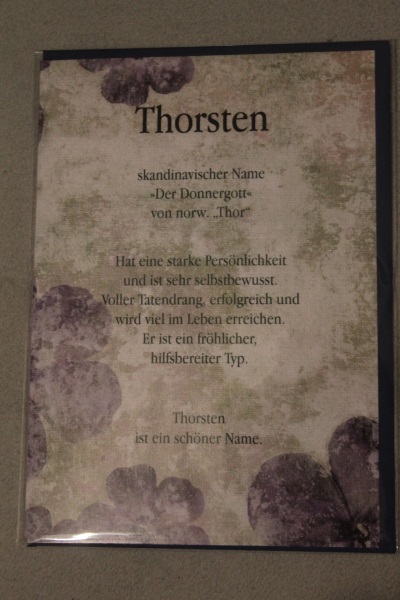 Thorsten, Namenskarte, Geburtstagskarte, Glückwunschkarte ...