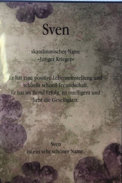 Sven, Namenskarte, Geburtstagskarte, Glückwunschkarte, Personalisierte ...