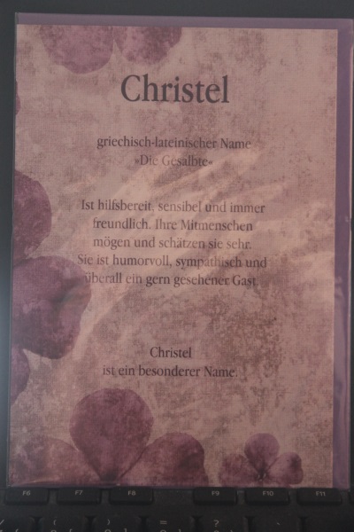 Christel, Namenskarte, Geburtstagskarte... | oldhting.de