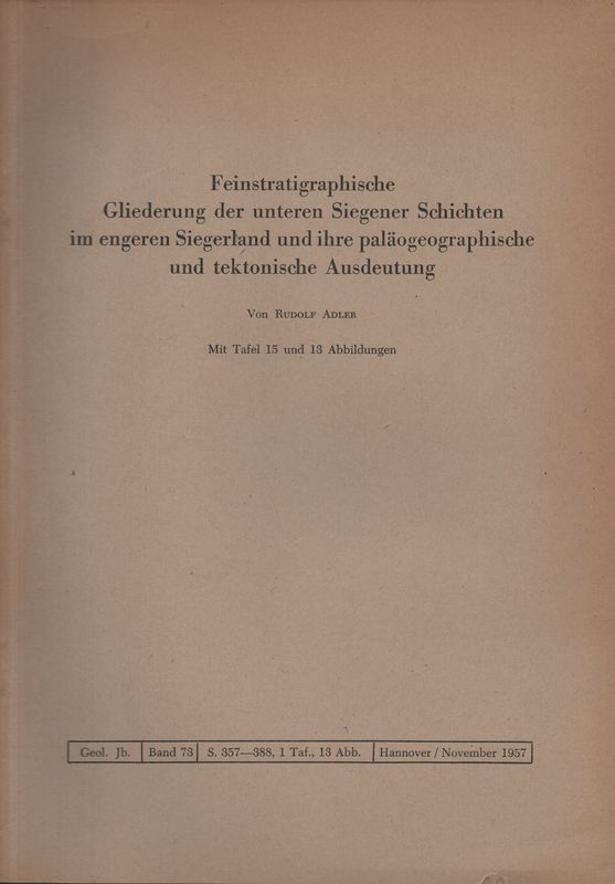 Adler, Rudolf E: Feinstratigraphische.. | Antiquariat günstig