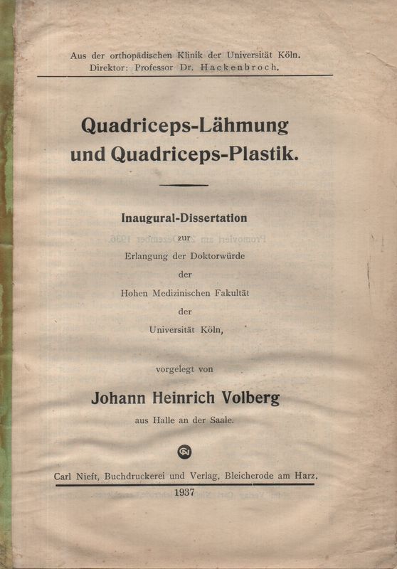 Volberg, Johann Heinrich: Quadriceps.. | Antiquariat günstig