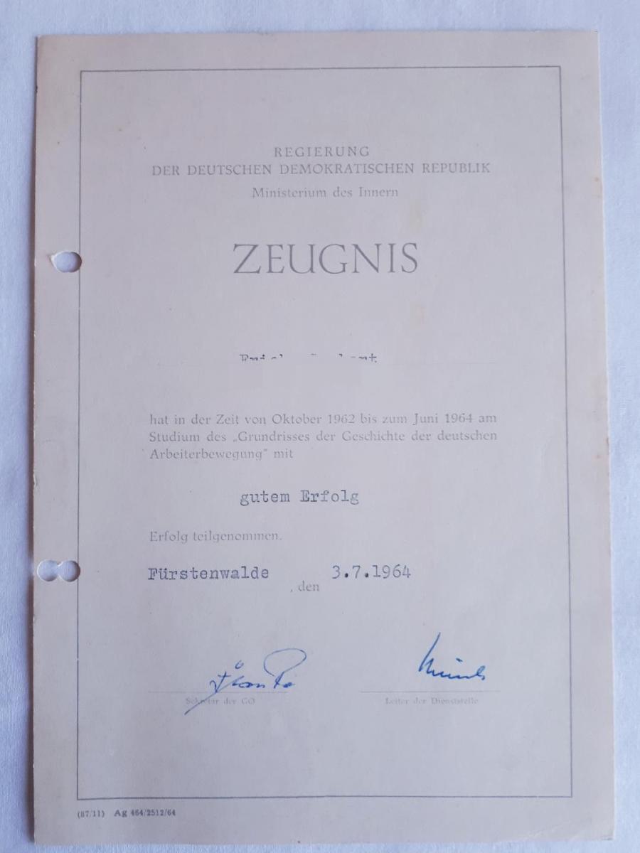 DDR MdI Zeugnis von 1964 Studium.. | Memorabilia günstig