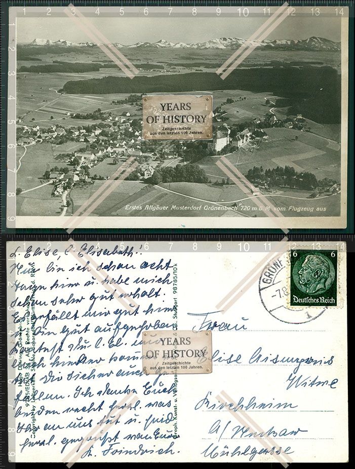 Orig. AK Bad Grönenbach Musterdorf im Allgäu Luftbild Fliegeraufnahme ...