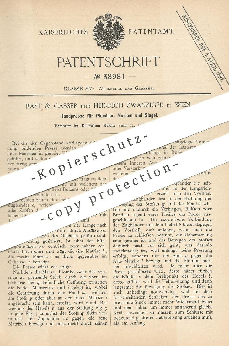original Patent Rast & Gasser.. | Sammeln & Seltenes günstig
