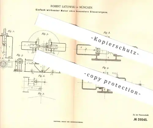 original Patent - Robert Latowski , München , 1886 , Motor ohne ...