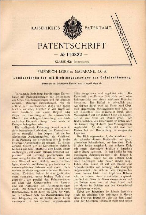 Original Patentschrift - F. Lobe in Malapane / Ozimek , O.-S., 1899 ...