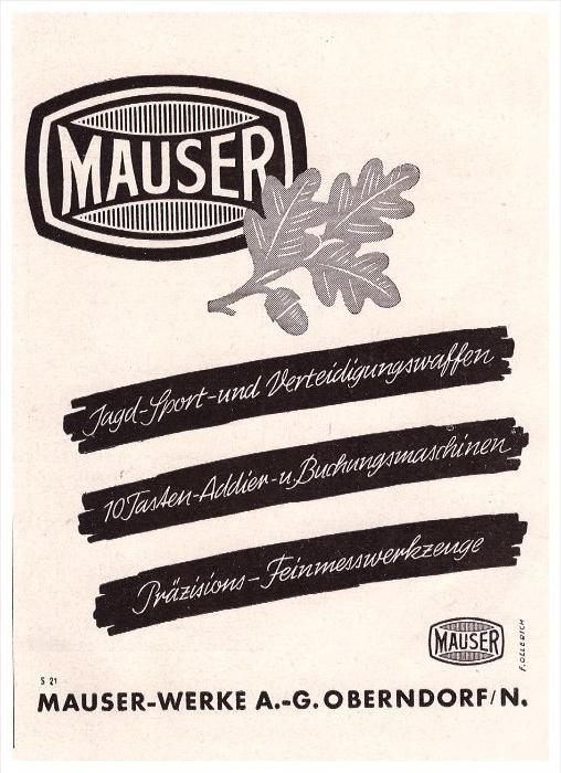 original Werbung 1941 MAUSER.. | Sammeln & Seltenes günstig